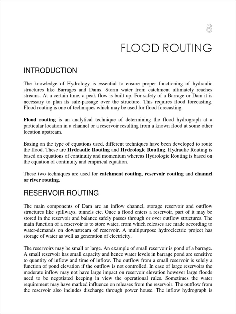 Ch. 8 - Flood Routing | Download Free PDF | Discharge (Hydrology) | Flood