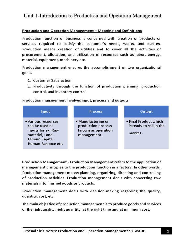 Production & Operation Mgmt Notes | PDF | Automation | Waste Management