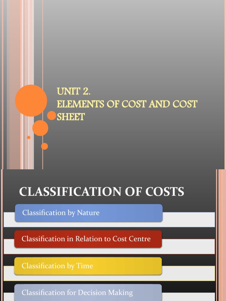 Elements of Cost and Cost Sheet Overview | PDF | Cost | Labour Economics