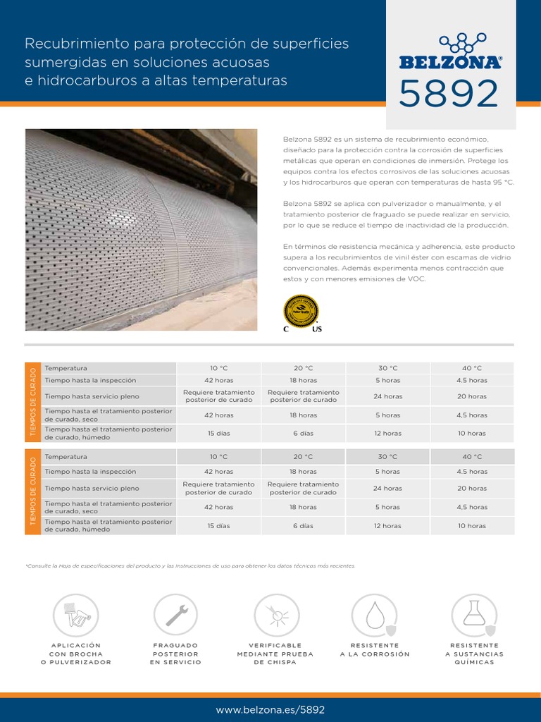Belzona 5892 Datos Producto | PDF | Agua | Vapor