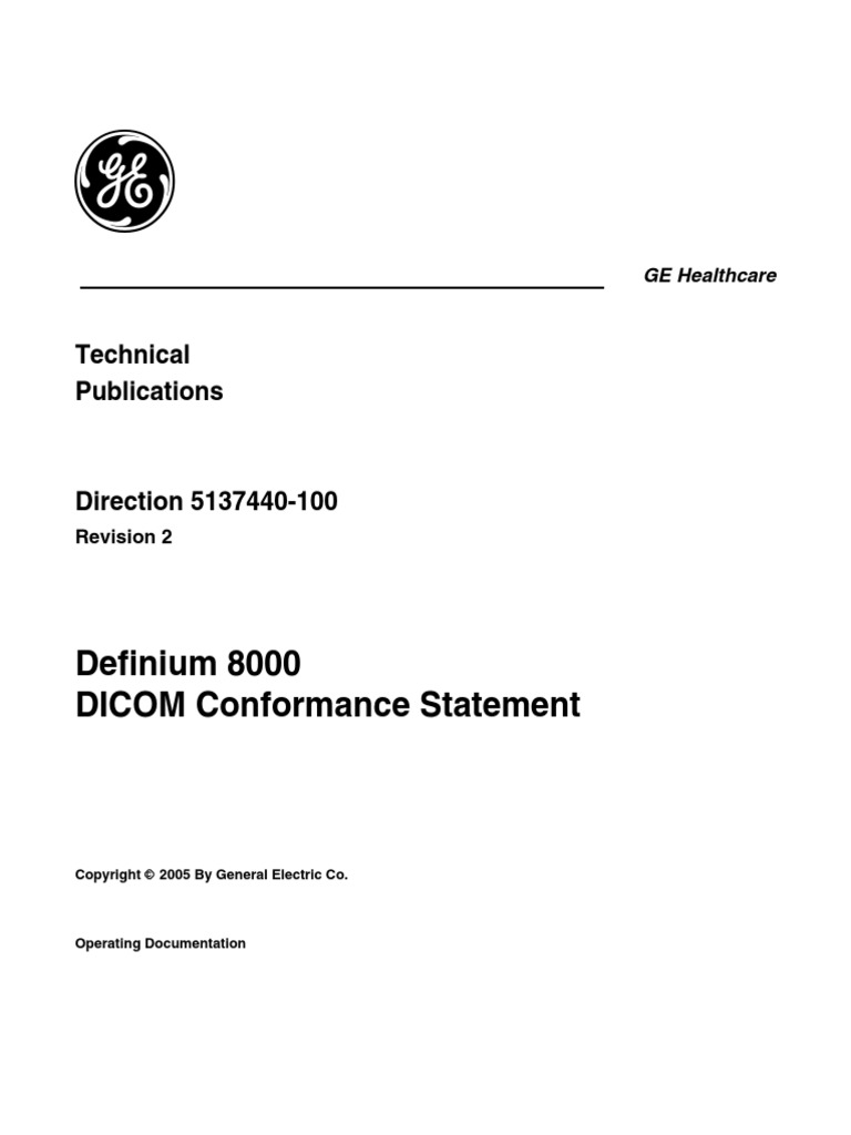 Definium 8000 DICOM Conformance Statement: Technical Publications | PDF ...