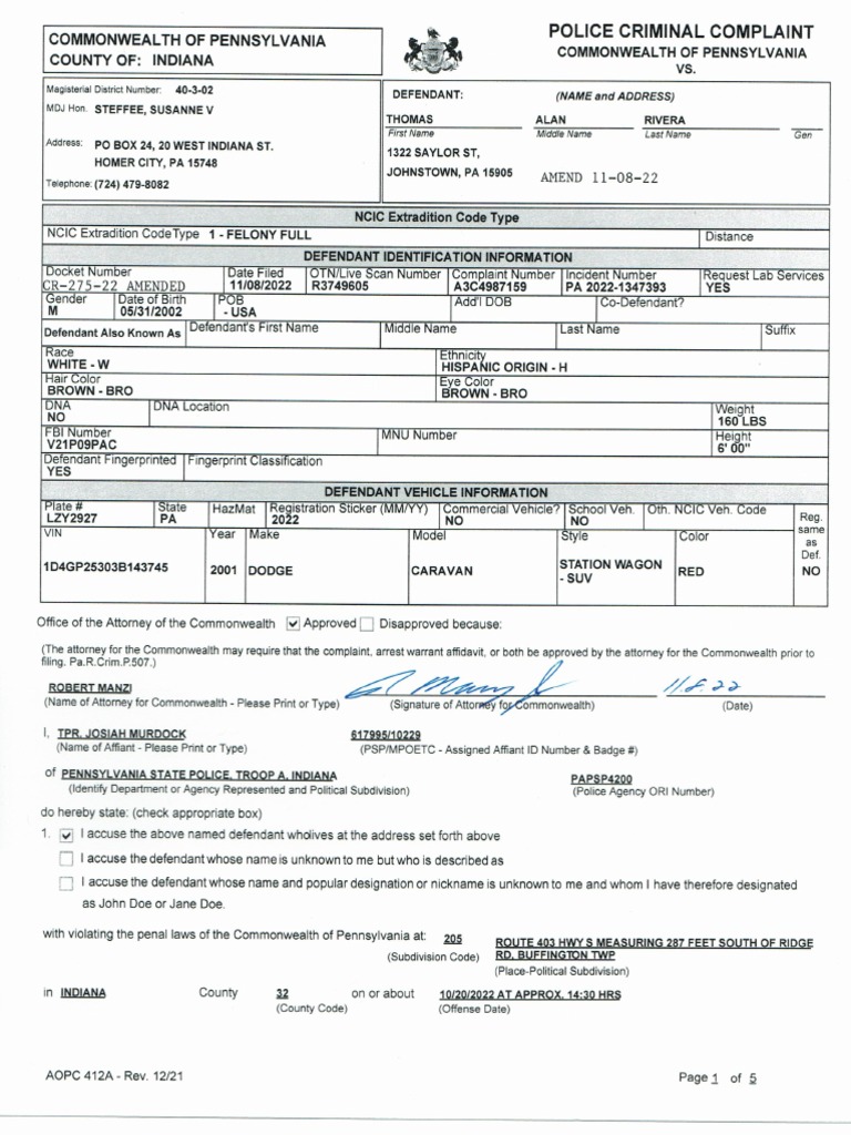 Thomas Alan Rivera Affidavit | PDF