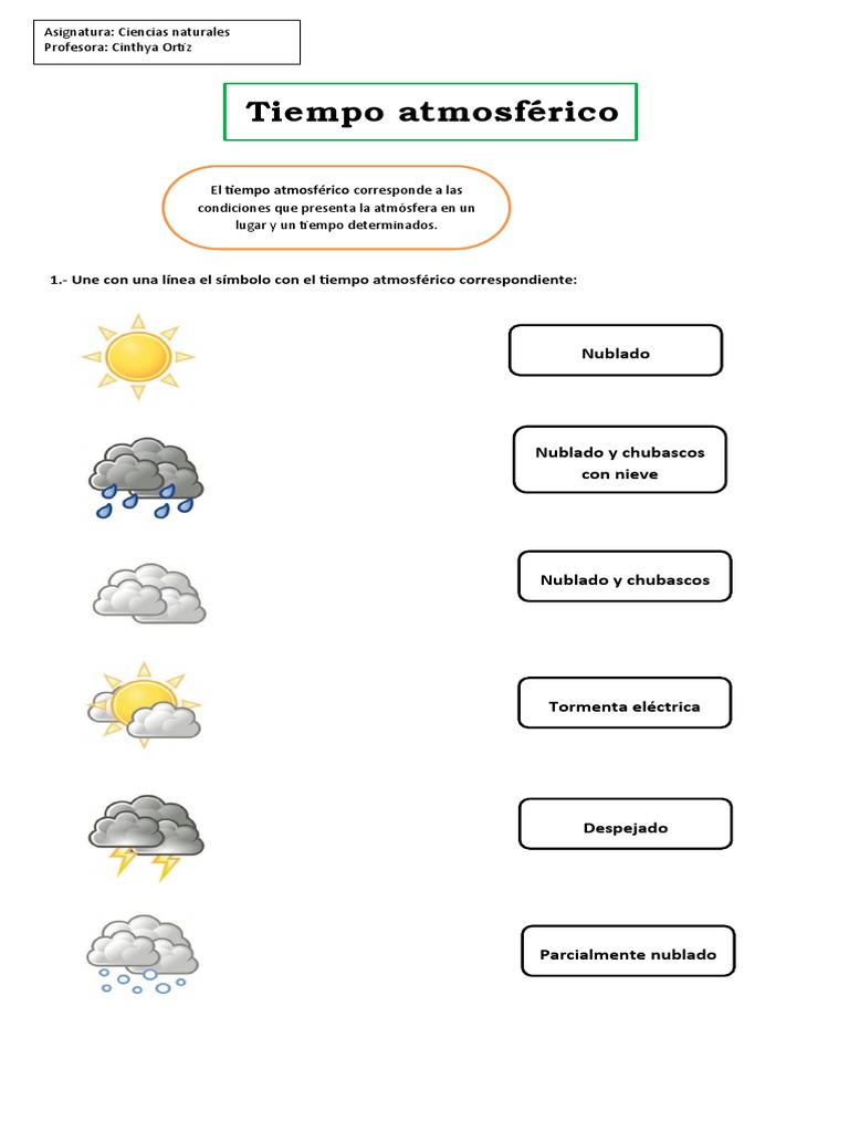 Actividades sobre el tiempo atmosférico | PDF