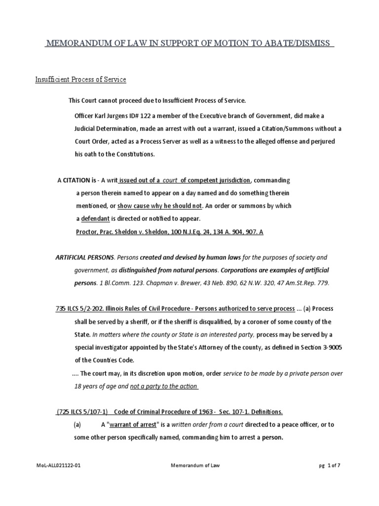 Dismiss Artificial | PDF | Standing (Law) | Summons