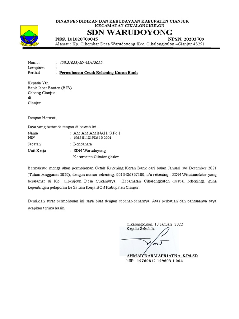 Surat Permohonan Cetak Rek - Koran | PDF