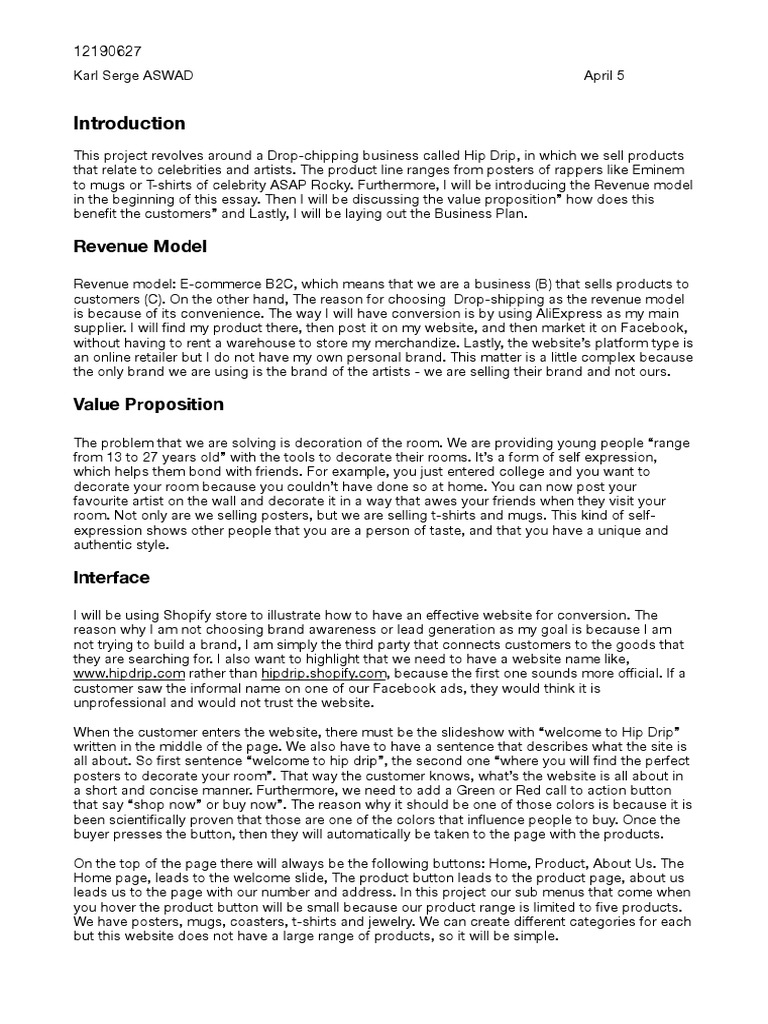 Hip Drip Project Karl Aswad | PDF | Marketing | Retail