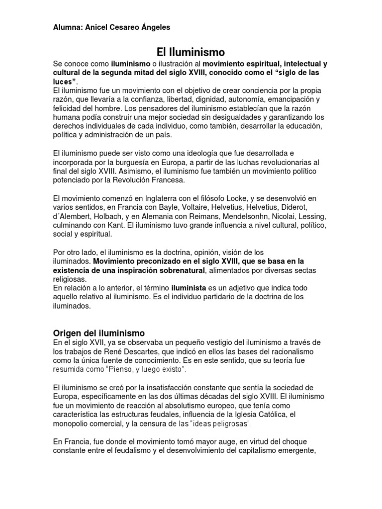 El Iluminismo: Pensadores y Teorías | PDF | Era de iluminacion ...