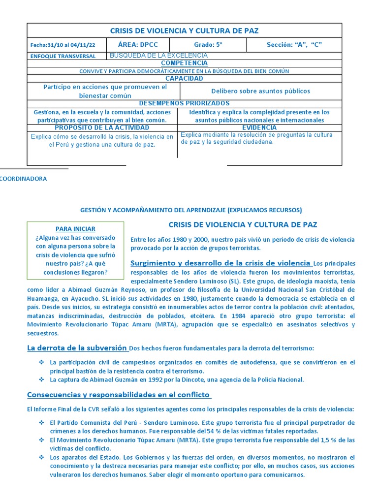 Actividad de Aprendizaje 5° DPCC - 2 | PDF