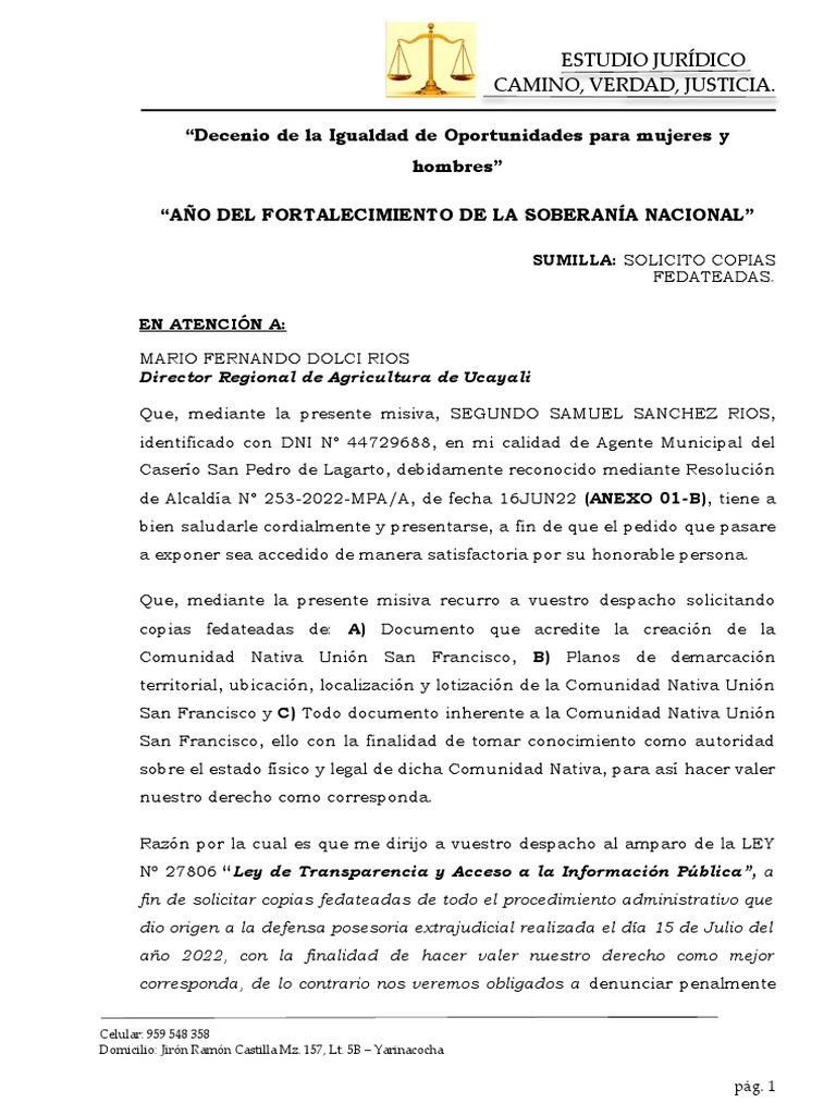 Solicitud de Copias Fedateadas | PDF | Gobierno | Justicia