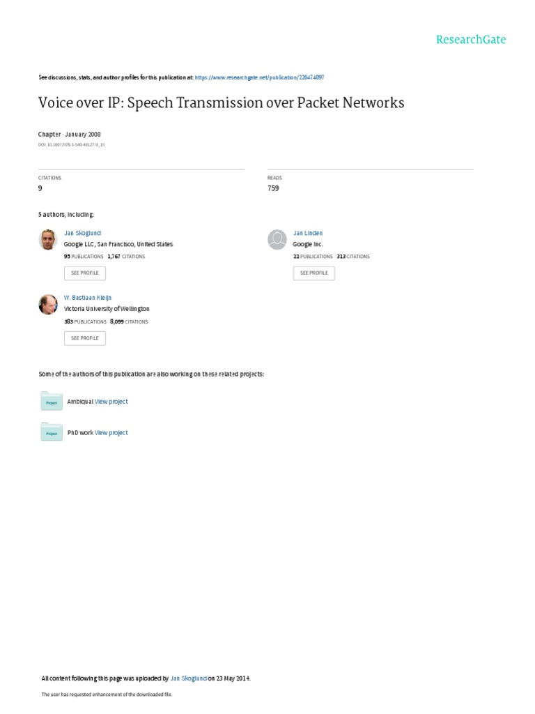 Voice Over IP Speech Transmission Over Packet Netw | PDF | Voice Over ...