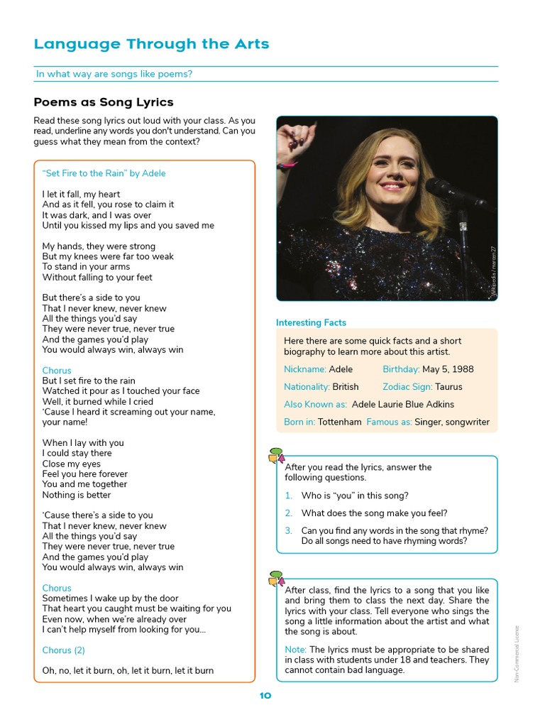 Analyzing Song Lyrics in Class | PDF