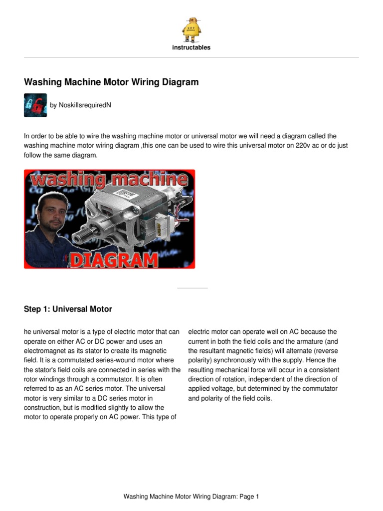 Washing Machine Motor Wiring Diagram: How to Connect a Universal Motor ...