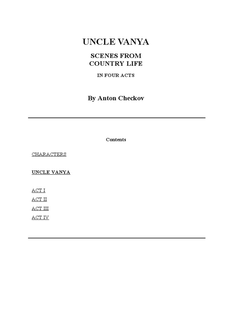 Uncle Vanya-Entire Screenplay | PDF