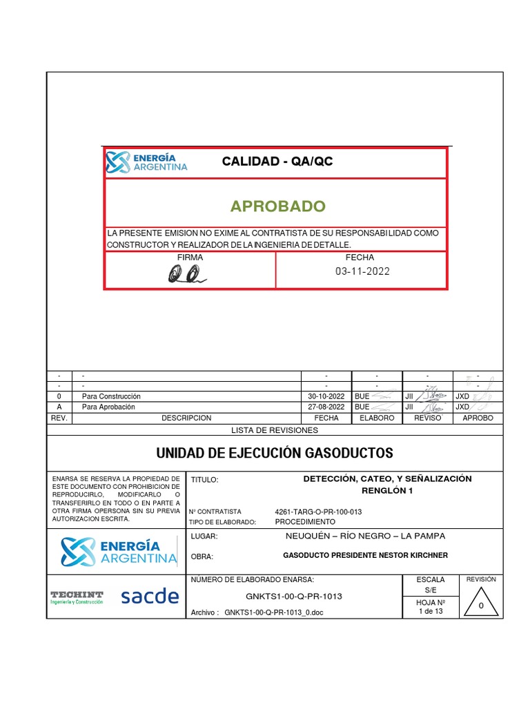 4261 TARG O PR 100 013 - 0 Detección, Cateo y Señalización | PDF ...