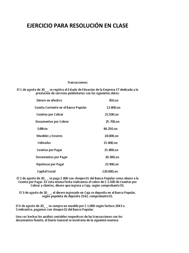 Ejercicio Contabilidad | PDF | Bancos | Contabilidad Ejercicio Contabilidad | PDF | Bancos | Contabilidad