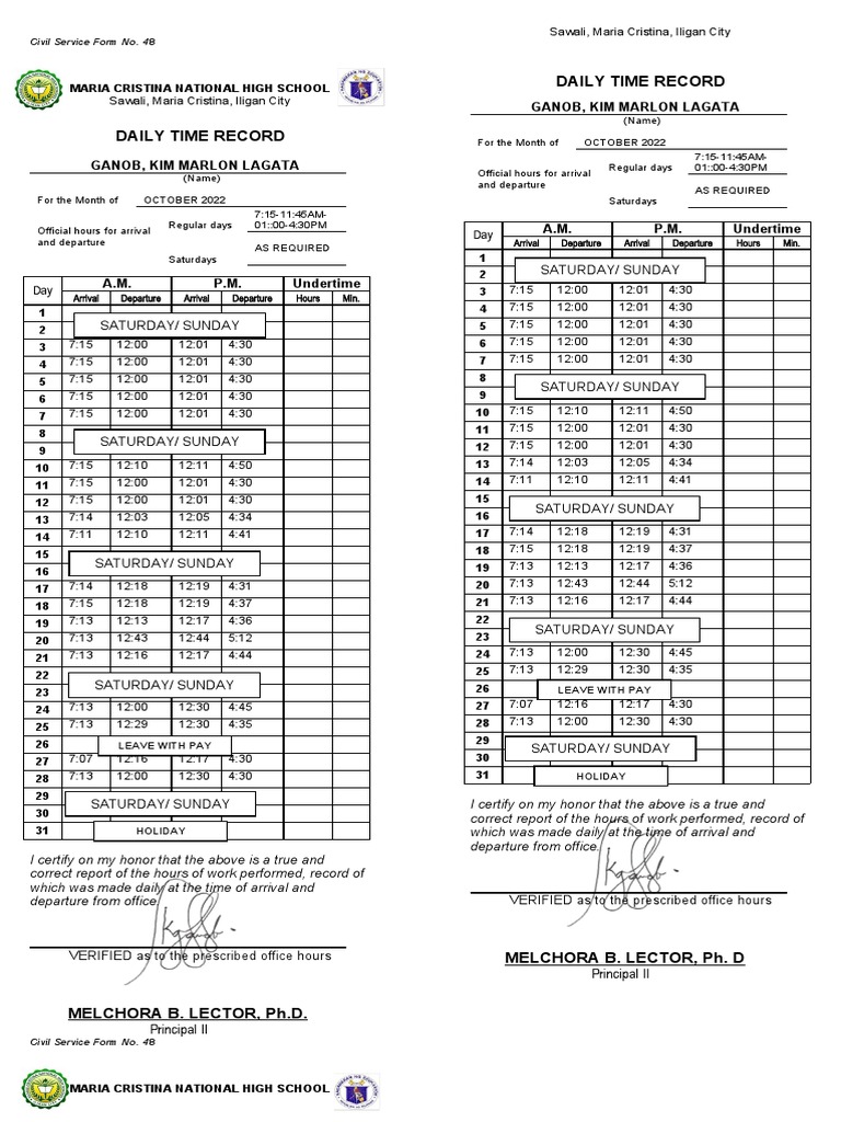 Dtr-Form October 2022 1 | PDF