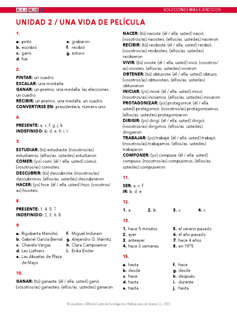 Au Plus 2 +soluciones U02 | PDF