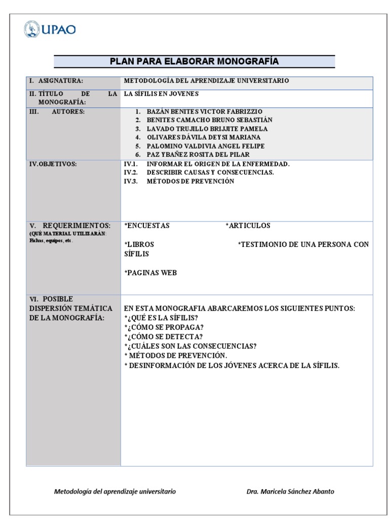 Formato de Plan para Elaborar Monografía | PDF
