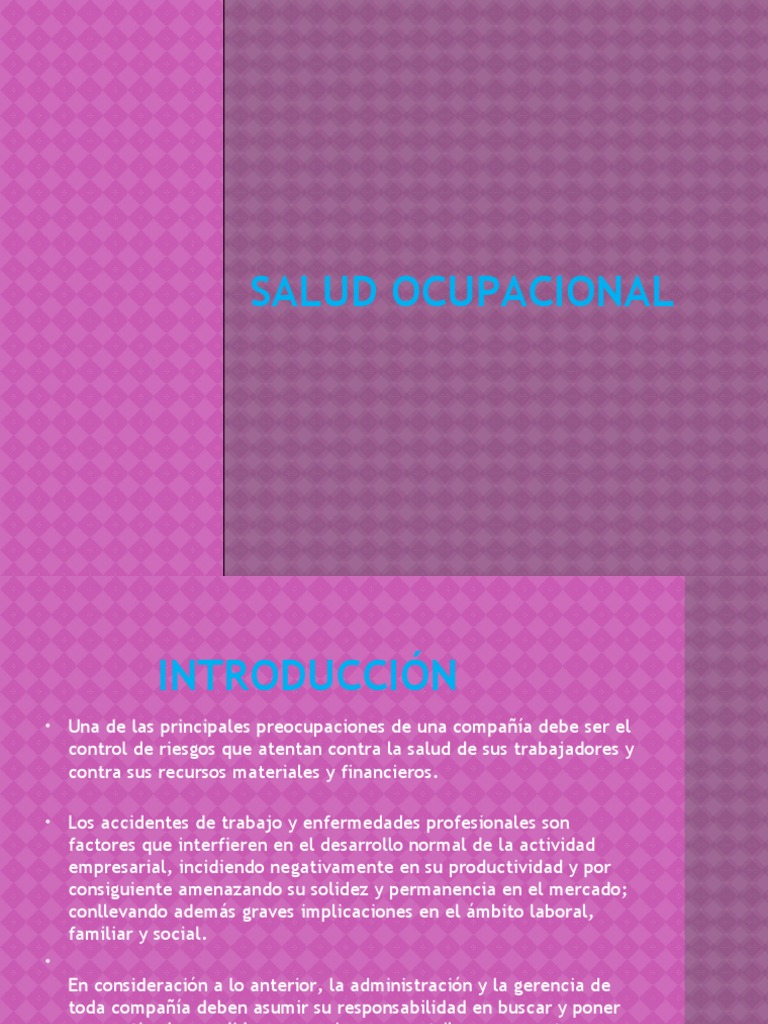 Salud Ocupacional Diapositivas | PDF | Seguridad y salud ocupacional ...