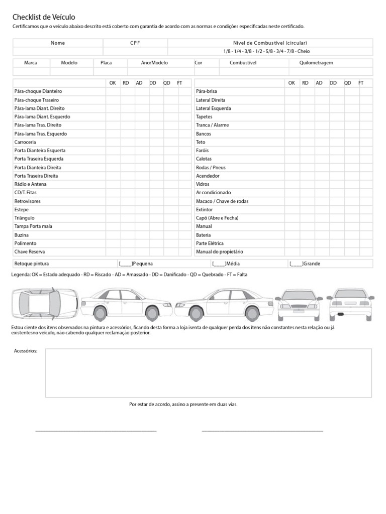 Checklist Veiculo | PDF | Veículos terrestres | Fabricantes de automóveis