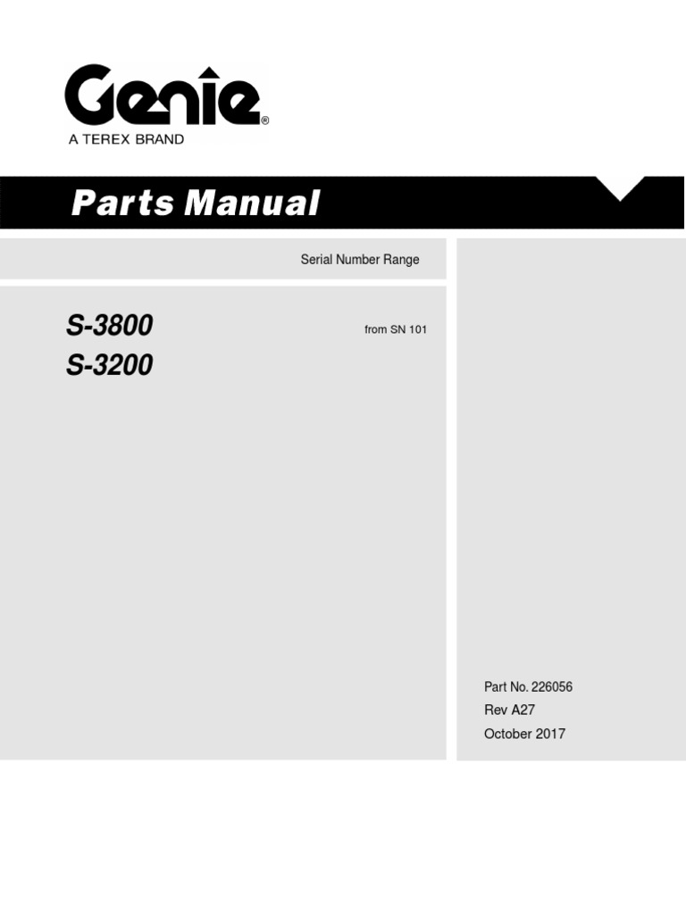 Serial Number Range and Component Identification Manual for Genie S ...