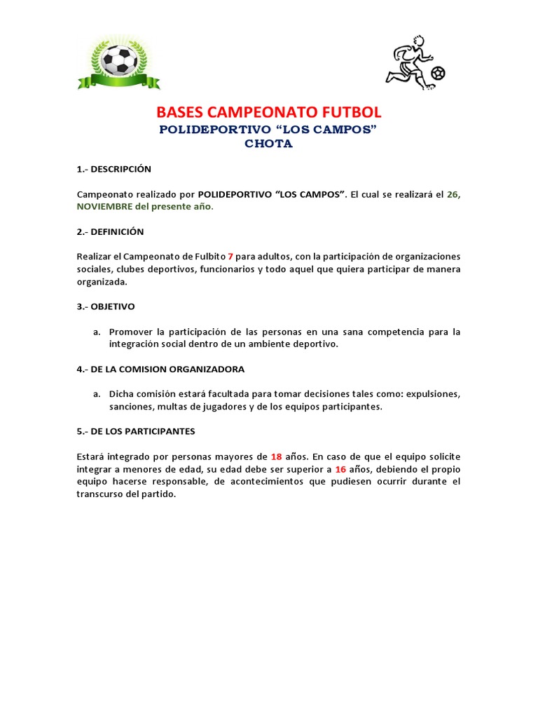 Campeonato de Fulbito 7 en Chota | PDF
