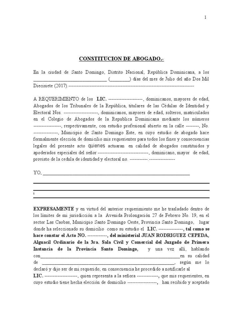 Constitucion De Abogado Pdf República Dominicana Justicia