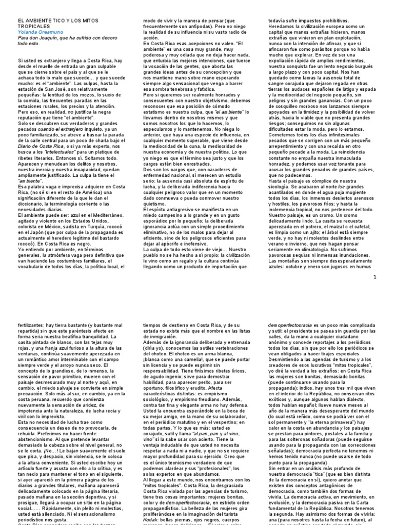 El Ambiente Tico y Los Mitos Tropicales | PDF | Democracia | Ideologías políticas