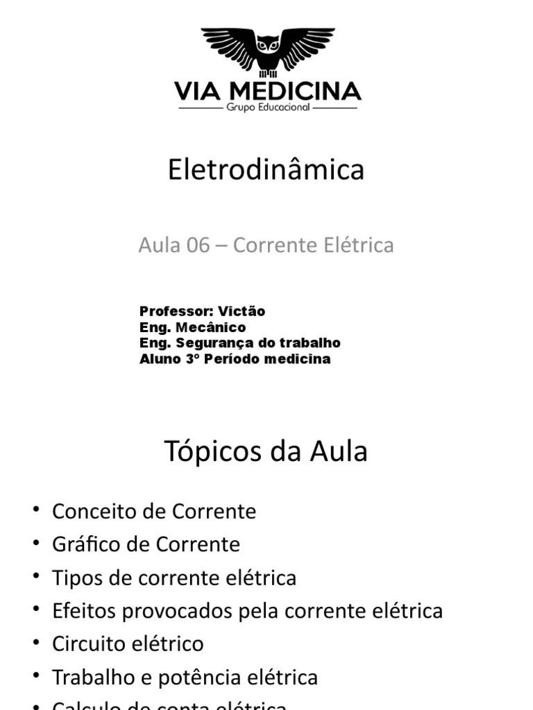 Aula 06 - Corrente Eletrica | PDF | Corrente elétrica | Eletricidade