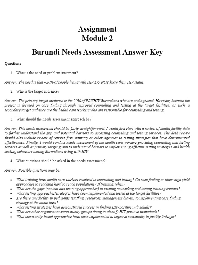 Project Management Answer Key | PDF | Needs Assessment | Teachers