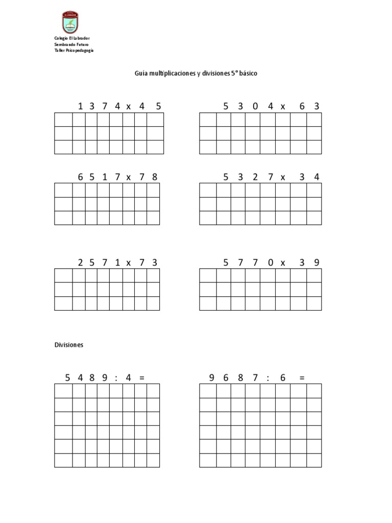 Guía Multip y Div 5to | PDF