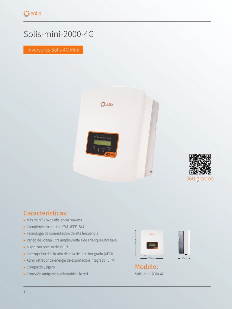 Inversor Solis Mini de 2kW A 220V 1 MPPT 2 Fases Incl. DC Disconnect ...