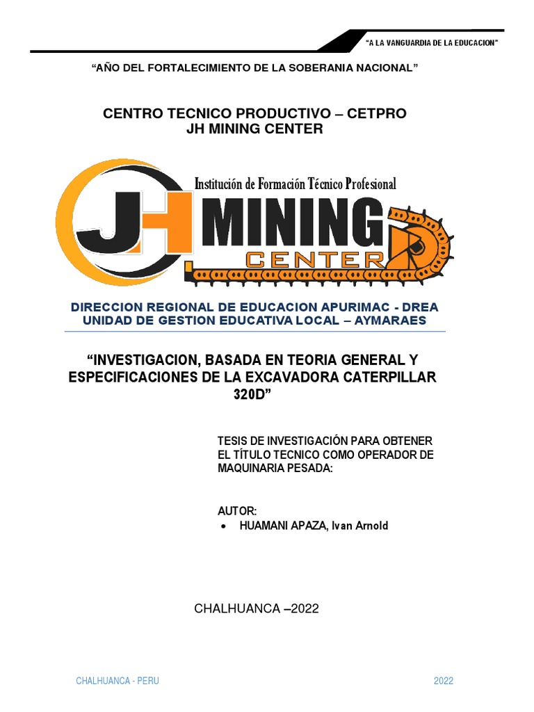 TESIS Excavadora-Hidraulica-320dl-IVAN ARNOLD H. (Autoguardado) | PDF ...