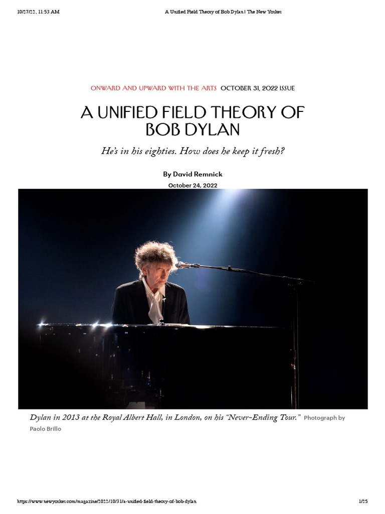 How Bob Dylan Keeps Reinventing His Music After Eight Decades | PDF ...