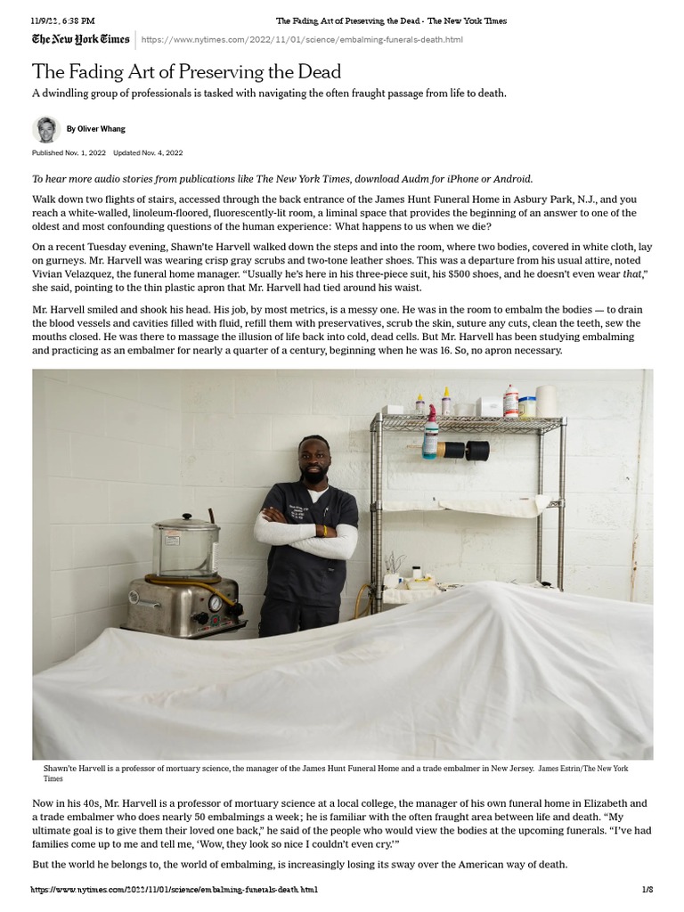 The Fading Art of Preserving The Dead - The New York Times | Download Free PDF | Mummy | Burial