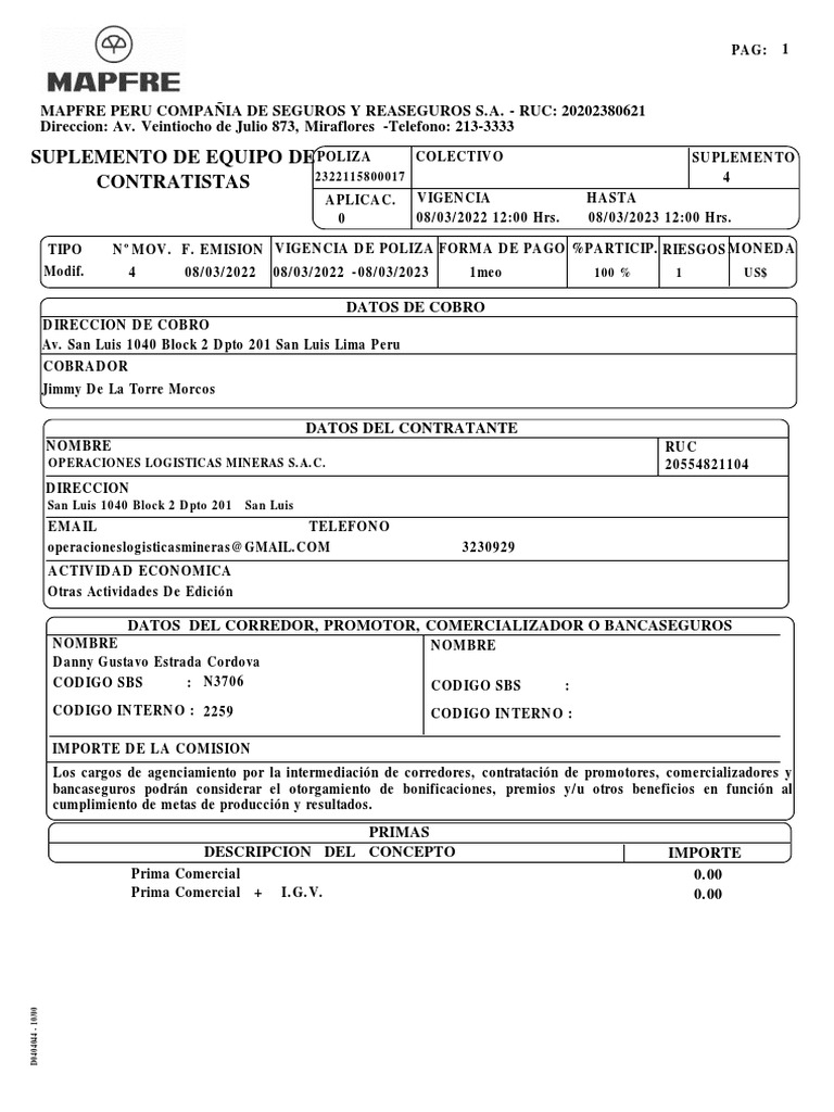 Poliza Trec Aah 881 | PDF | Póliza de seguros | Riesgo financiero