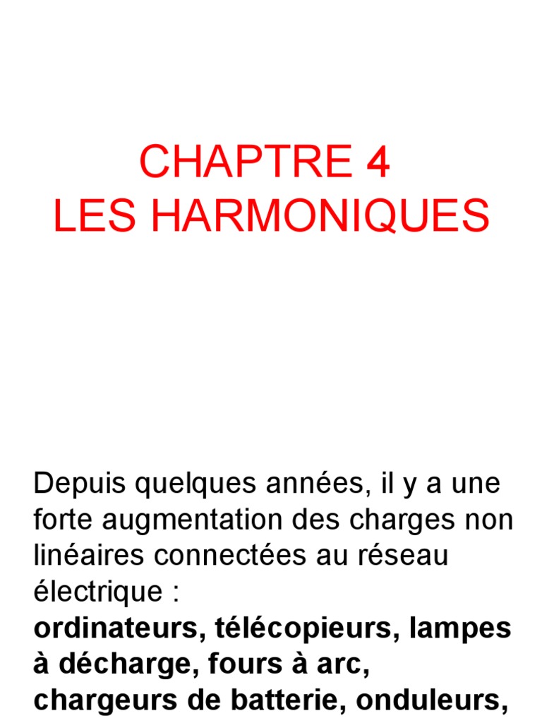 CH4 Les Harmoniques | PDF | Distorsion (électronique) | Électrotechnique