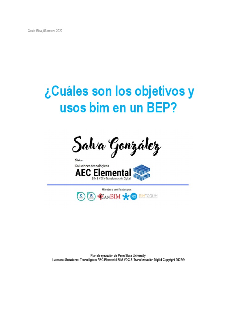PENN STATE BIM GUIDE ¿Cuales Son Los Objetivos y Usos Bim en Un BEP | PDF | Diseño | Simulación