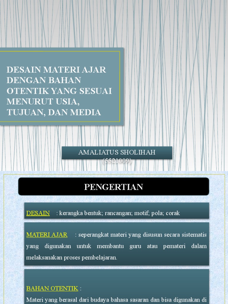 Desain Bahan Ajar Otentik untuk Pembelajaran | PDF
