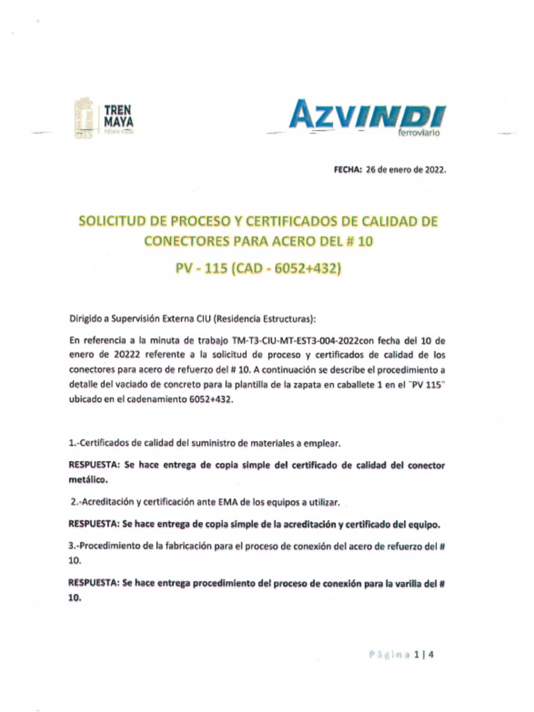 Certificado Conector de Extrusion | PDF