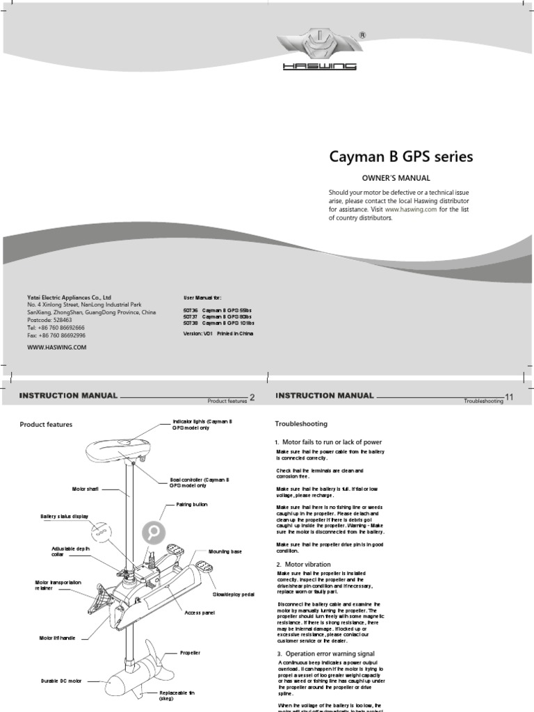 Haswing Cayman Gen1.5 Installation Manual | PDF | Propeller | Electric ...