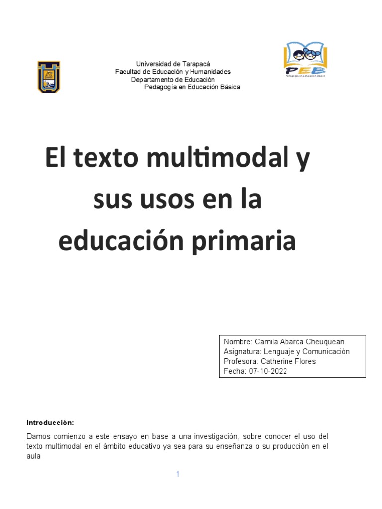 Multimodalidad en Educación Primaria | PDF | Método de enseñanza | Aprendizaje