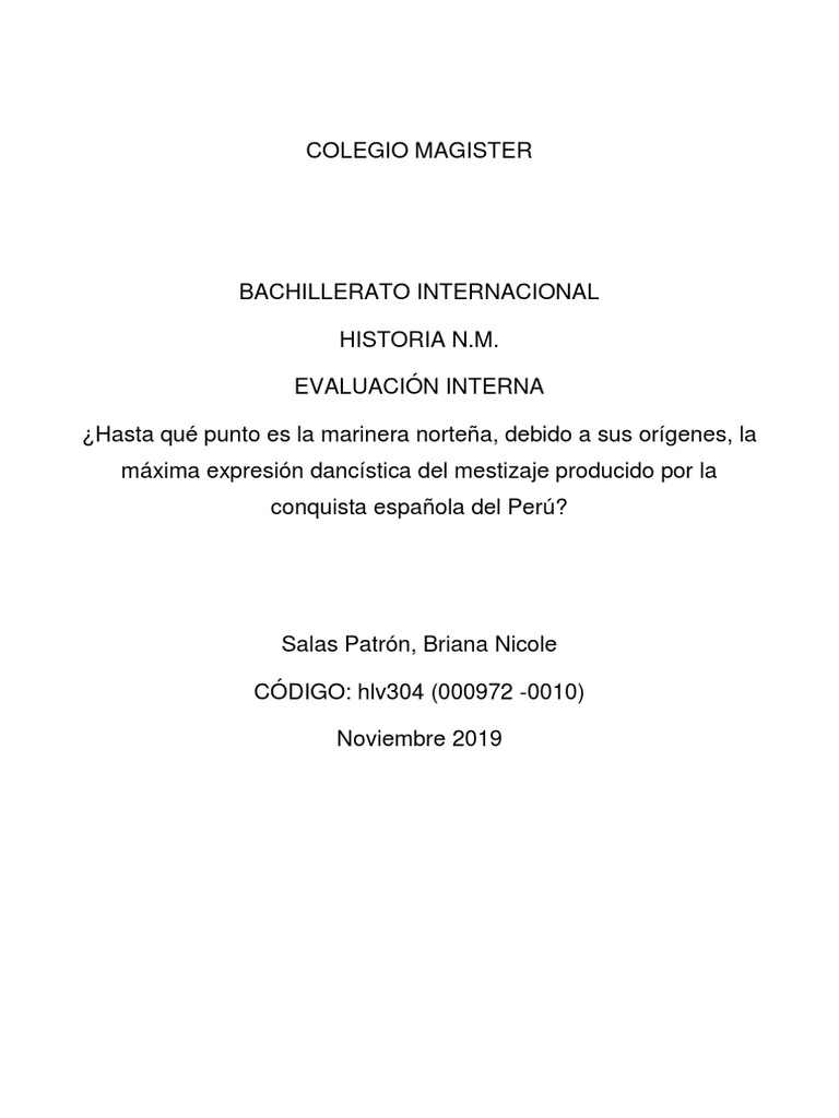 IB Historia SL Paper - Briana Salas | PDF | Perú | Bailes