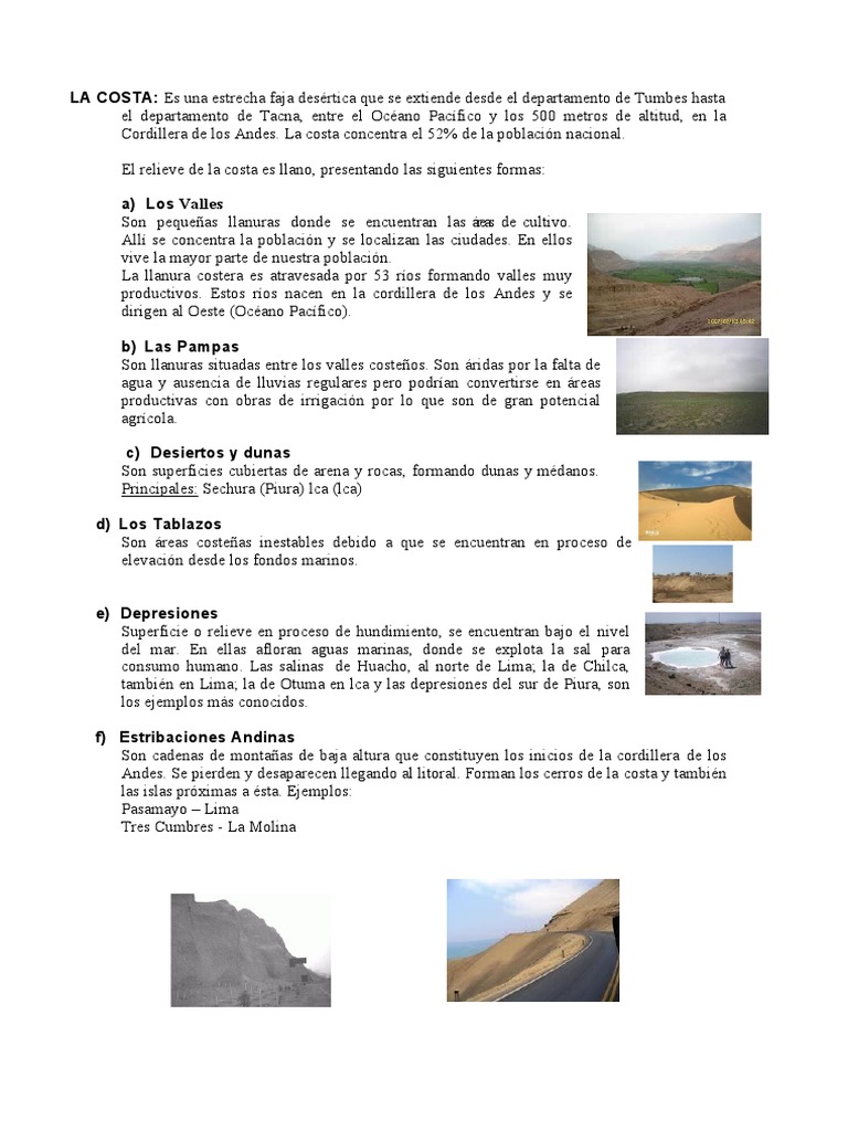 Relieves de La Costa Peruana | PDF | Desierto | Andes