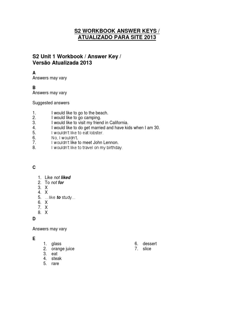 S2 Answer Key Vers o 2013 Online | PDF