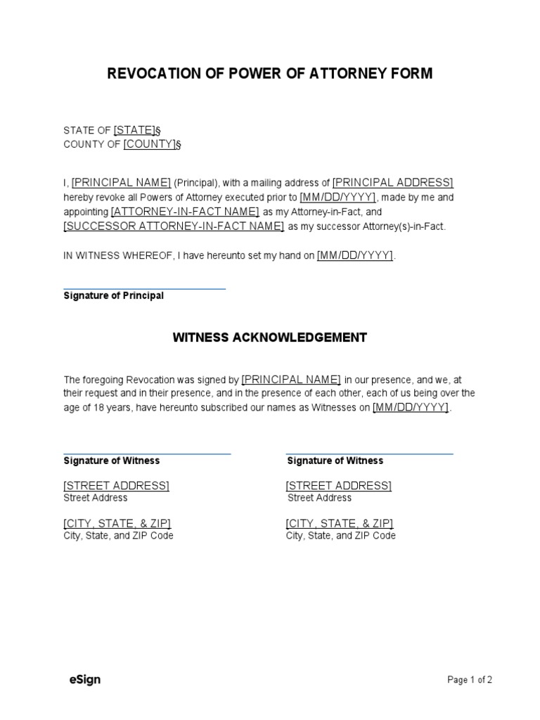 Revocation of Power of Attorney Form | PDF