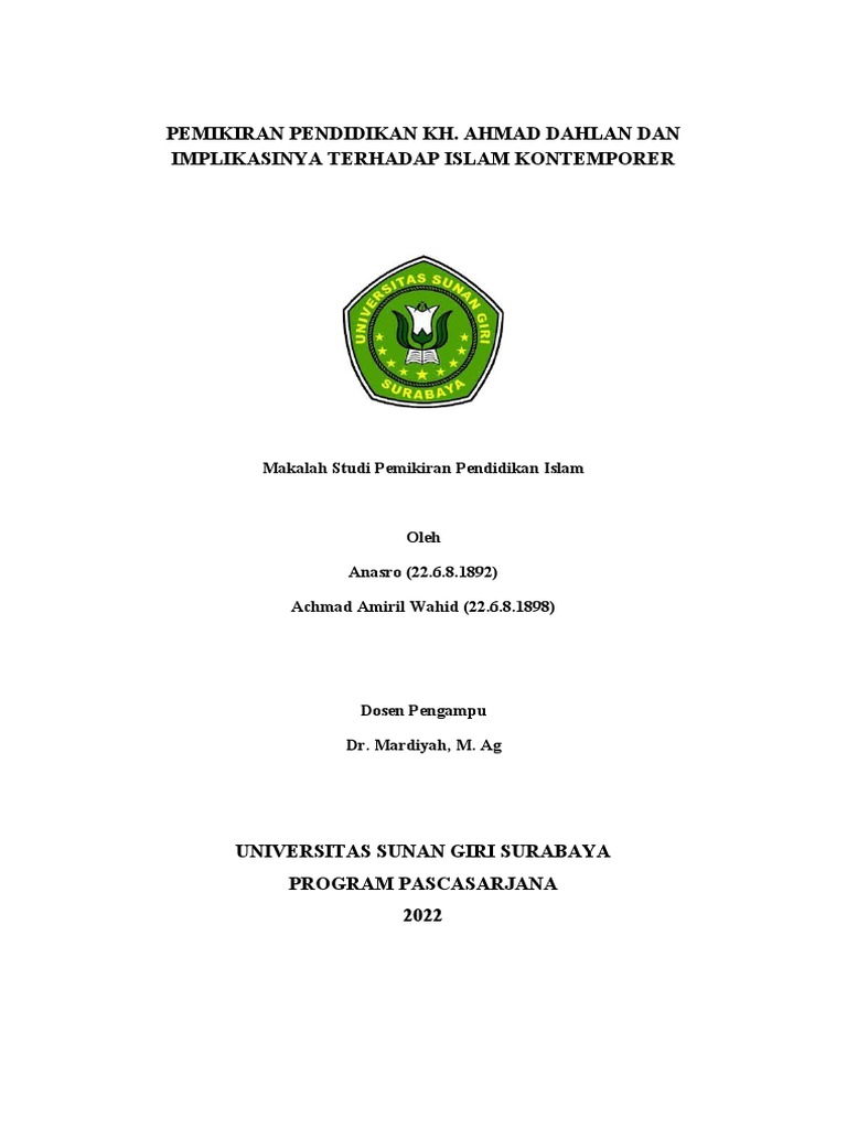 PEMIKIRAN PENDIDIKAN KH Ahmad Dahlan | PDF