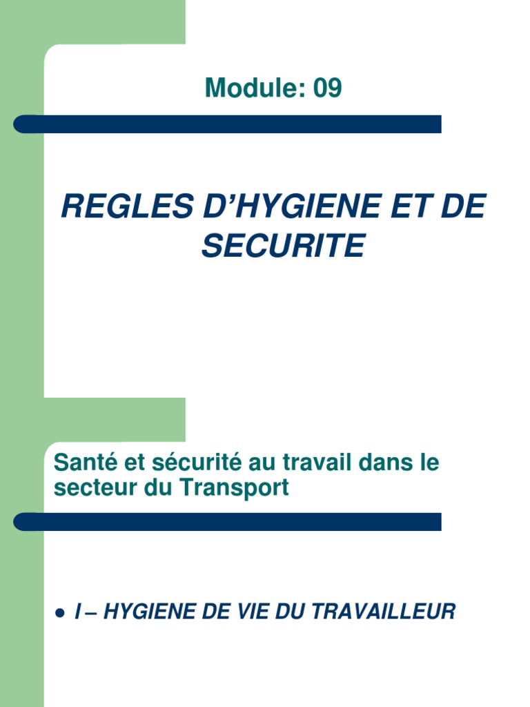 Hygiène et sécurité au travail dans le transport | PDF | Analyse des ...