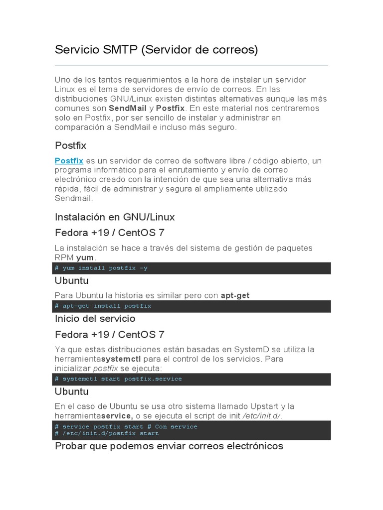 10 - Servicio SMTP (Servidor de Correos) | PDF | Distribución de Linux | Arquitectura de ...