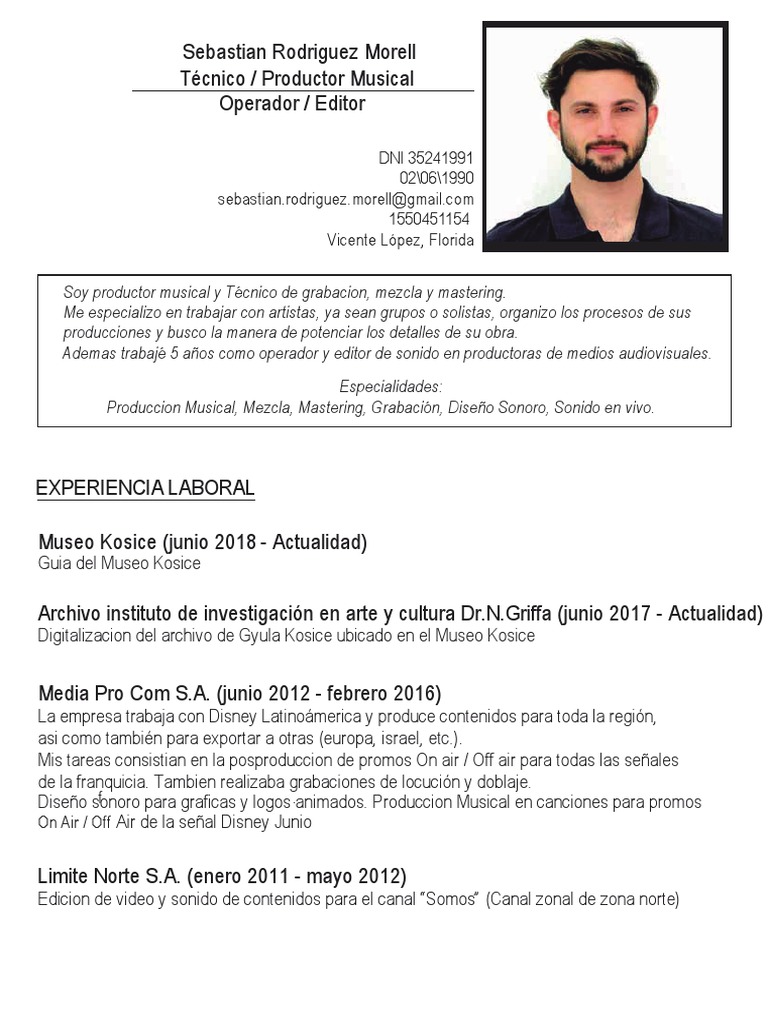 CV Sebastian Rodriguez Morell | PDF